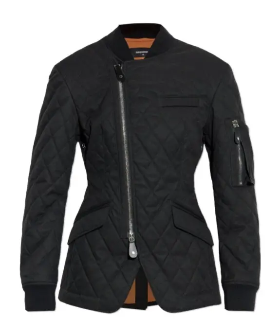Dsquared2 Logo Printed Quilted Zip-up Jacket