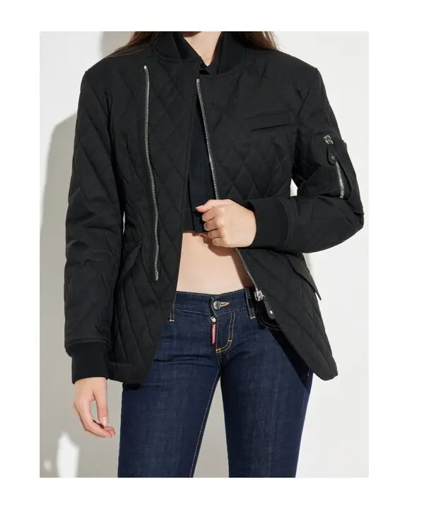 Dsquared2 Logo Printed Quilted Zip-up Jacket