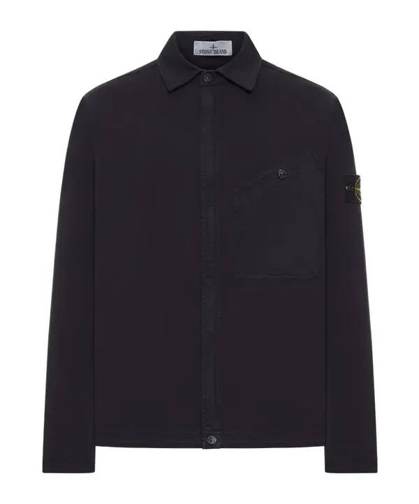 Stone Island Long Sleeve Logo Patch Shirt - Black