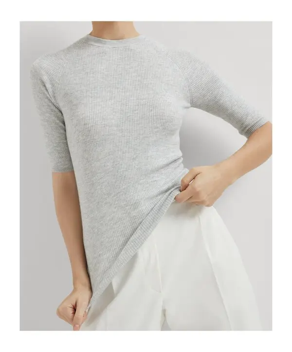 Brunello Cucinelli Ribbed Crew Neck Short Sleeve Jumper