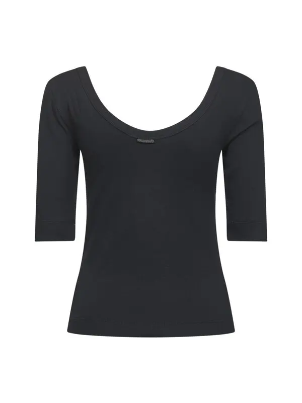 Brunello Cucinelli Scoop Neck Straight Hem T-shirt - Black