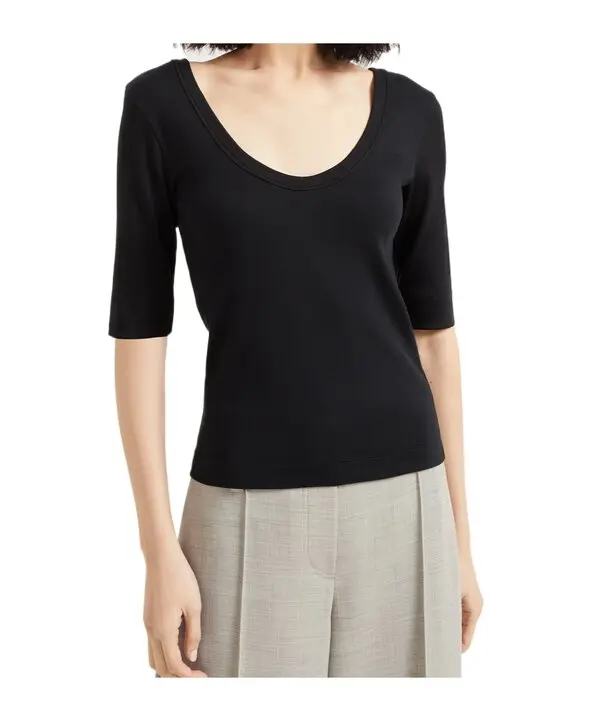Brunello Cucinelli Scoop Neck Straight Hem T-shirt - Black