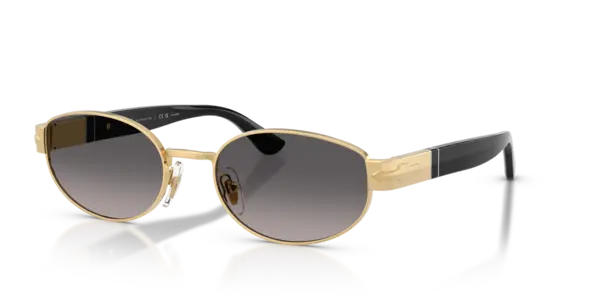 Persol Oval Full Rim Metal Sunglasses - Black