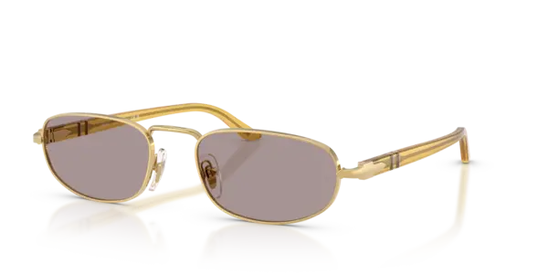 Persol Gold Tone Metal Oval Sunglasses - Miele