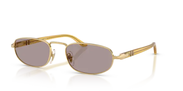 Persol Gold Tone Metal Oval Sunglasses - Miele
