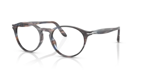 Persol Round Frame Acetate Eyeglasses - Striped Blue