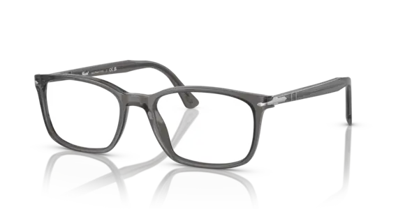 Persol Full Rim Acetate Rectangle Eyeglasses - Transparent Grey