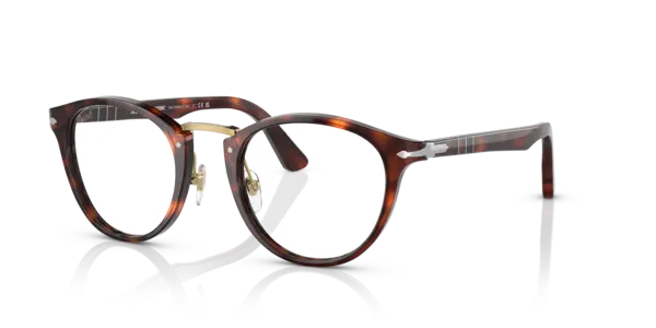 Persol Round Acetate Eyeglasses With Transitions Lenses - Havana