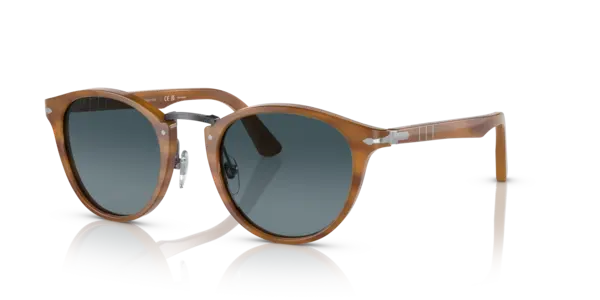 Persol Round Acetate Eyeglasses - Striped Brown