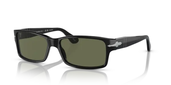 Persol Rectangular Full Rim Acetate Sunglasses - Black