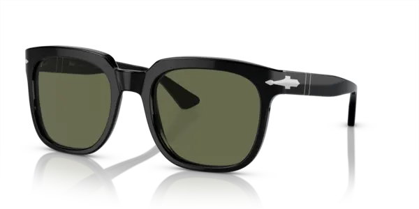 Persol Rectangular Full Rim Acetate Sunglasses - Black