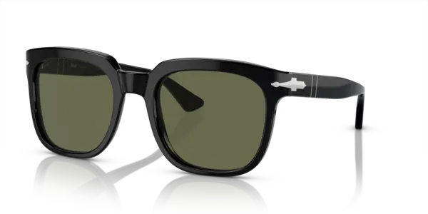 Persol Rectangular Full Rim Acetate Sunglasses - Black