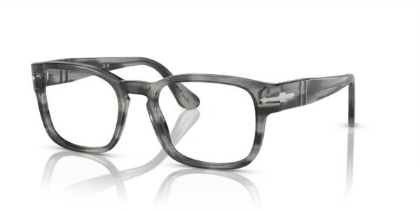 Persol Full Rim Acetate Eyeglasses - Striped Grey