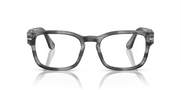 Persol Full Rim Acetate Eyeglasses - Striped Grey