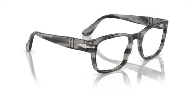 Persol Full Rim Acetate Eyeglasses - Striped Grey