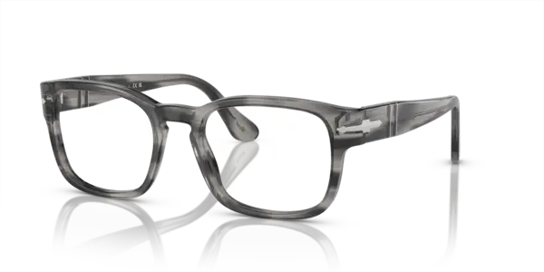 Persol Full Rim Acetate Eyeglasses - Striped Grey