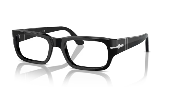 Persol Acetate Full Rim Rectangular Eyeglasses - Black