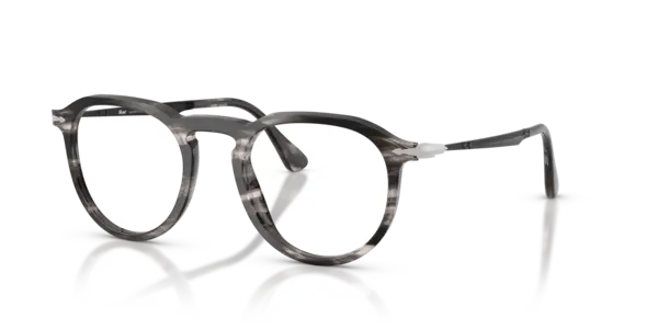Persol Acetate Full Rim Round Frame Eyeglasses - Black