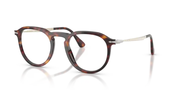 Persol Acetate Full Rim Round Frame Eyeglasses - Gold