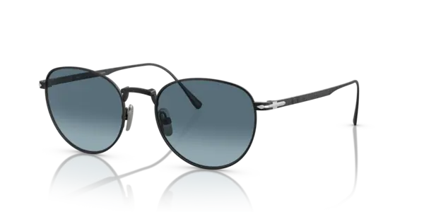 Persol Titanium Full Rim Round Frame Sunglasses - Matte Black