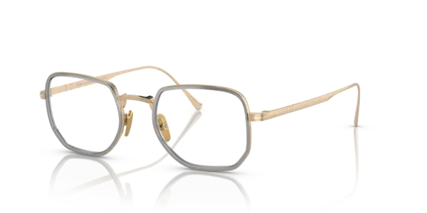 Persol Rectangular Titanium Eyeglasses - Gold