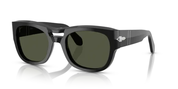 Persol Rectangular Acetate Sunglasses With Double Bridge - Black