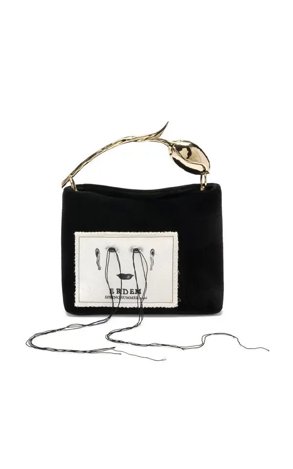 Erdem Mini Bloom Bag With Gold Tone Tulip Handle - Black