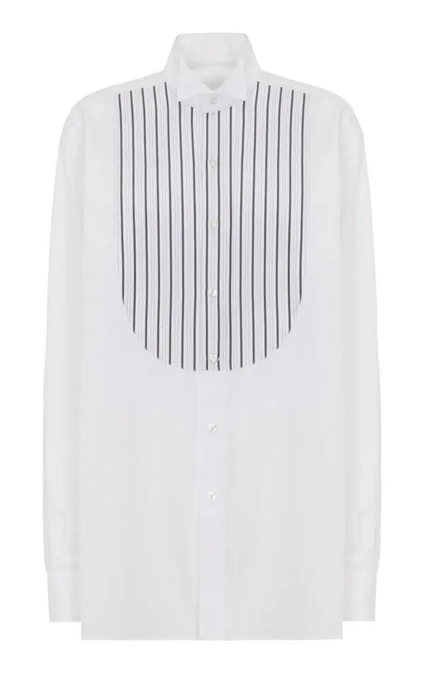 Ralph Lauren Courtney Stripe-paneled Cotton Shirt - White