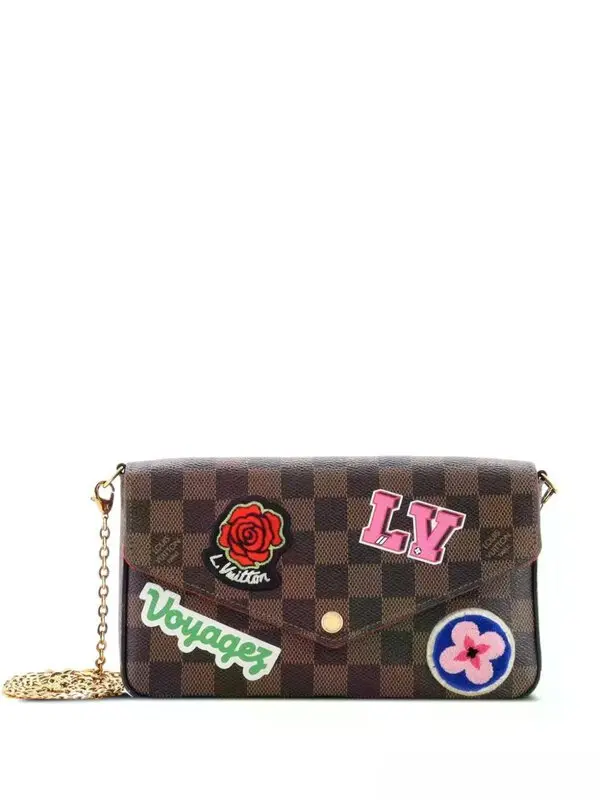 LOUIS VUITTON Felicie Pochette Limited Edition Patches Bag - Brown