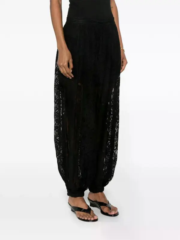 Imperial Lace-overlay Elasticated-cuff Trousers
