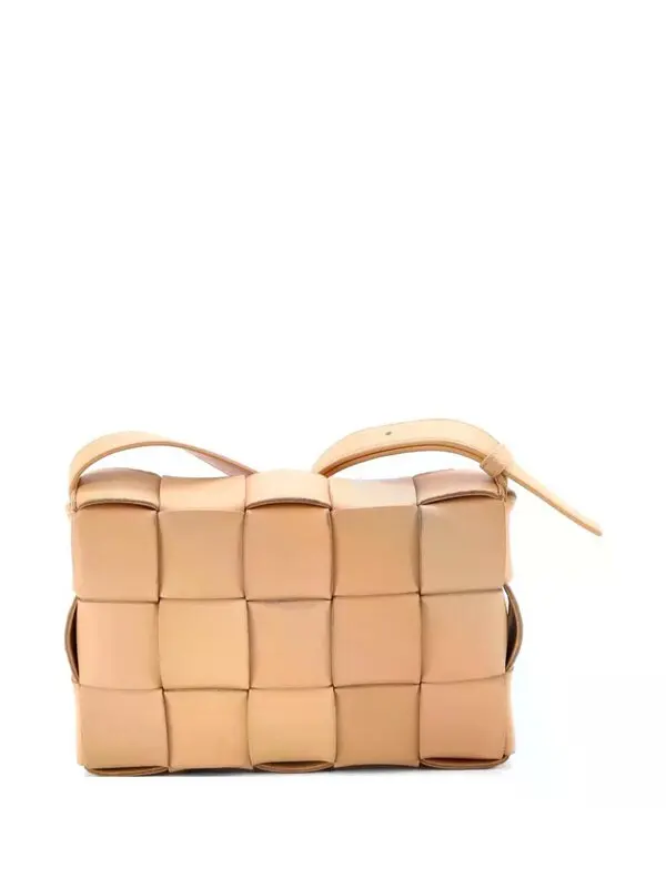Bottega Veneta Cassette Maxi Intrecciato Leather Small Crossbody Bag - Neutrals