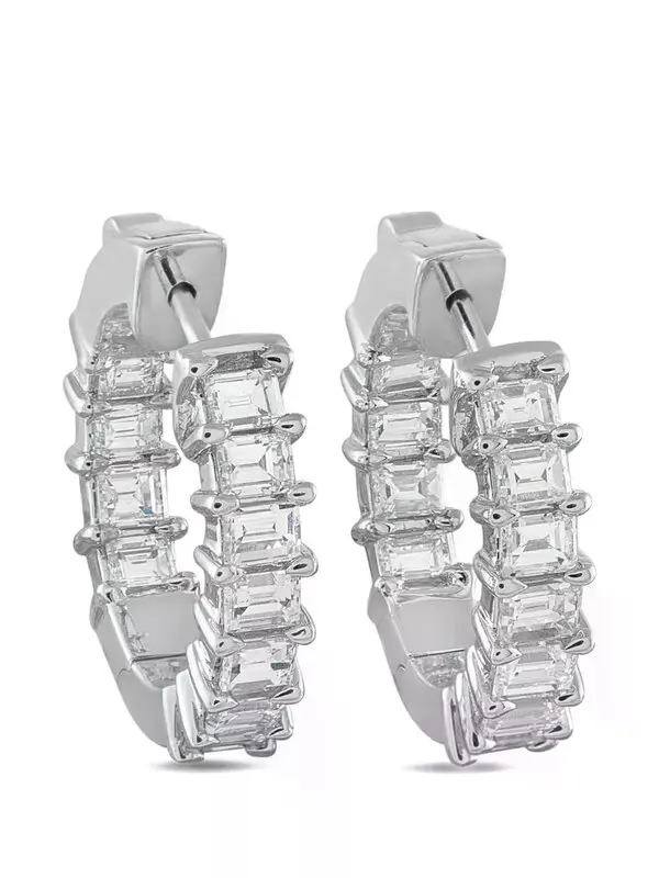LB EXCLUSIVE 18k White Gold Diamond Hoop Earrings - Silver