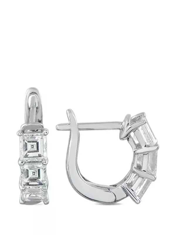 LB EXCLUSIVE 18k White Gold Diamond Hoop Earrings - Silver