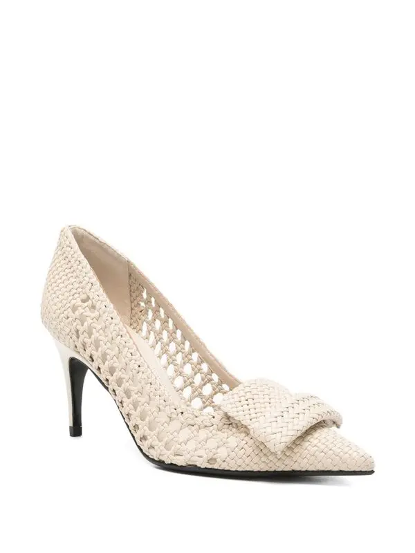 SERGIO ROSSI Woven Leather Pointed Toe Stiletto Pumps