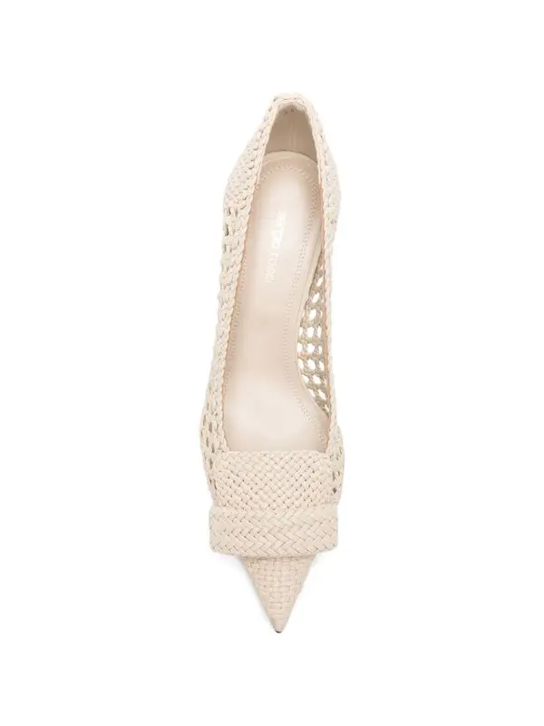 SERGIO ROSSI Woven Leather Pointed Toe Stiletto Pumps