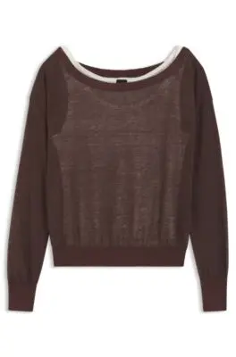 BOSS Linen-cotton Sweater With Integrated Vest Underlayer
