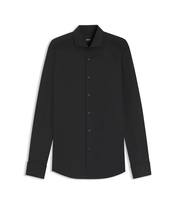 BOSS Regular-fit Shirt In Structured Italian Cotton - Black