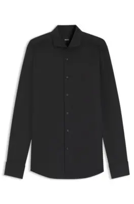 BOSS Regular-fit Shirt In Structured Italian Cotton - Black