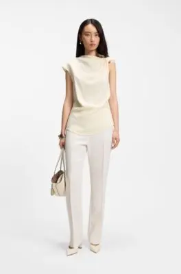 BOSS Regular-fit Crepe Blouse With Metal Pin Detail