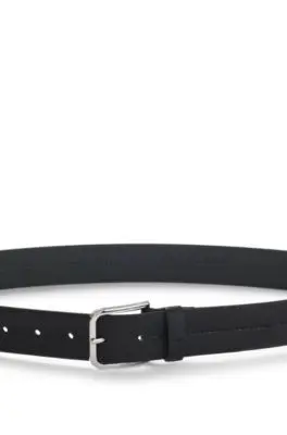 BOSS Leather Belt With Polished Silver Buckle - Black