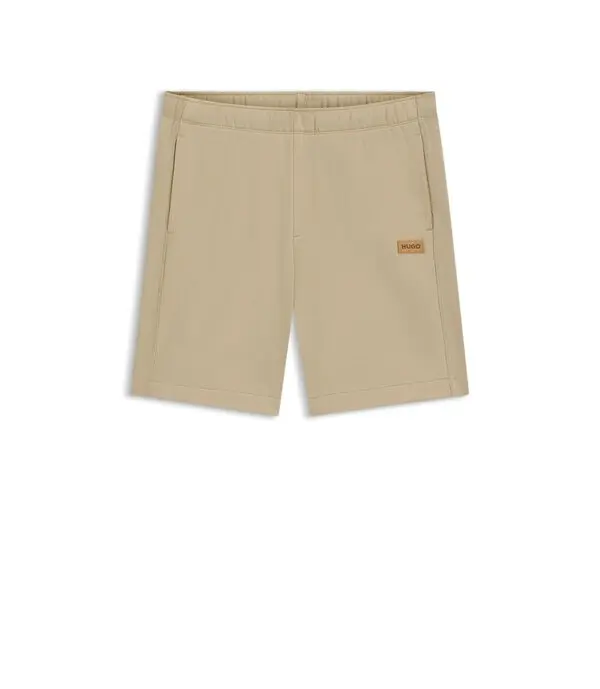 Hugo Cotton French-terry Shorts With Suede Logo Badge