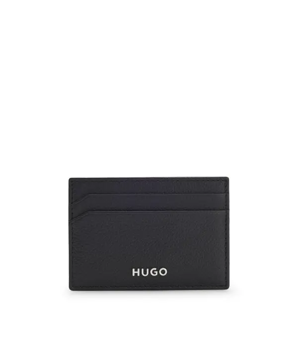 Hugo Grained-leather Card Holder With Logo Detail - Black