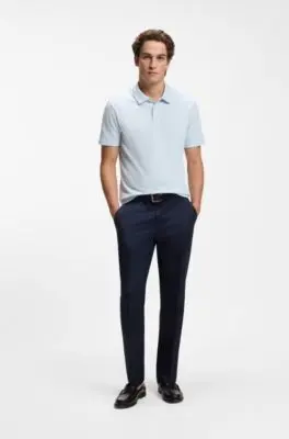 BOSS Cotton-blend Polo Shirt With Bubble-structured Jacquard