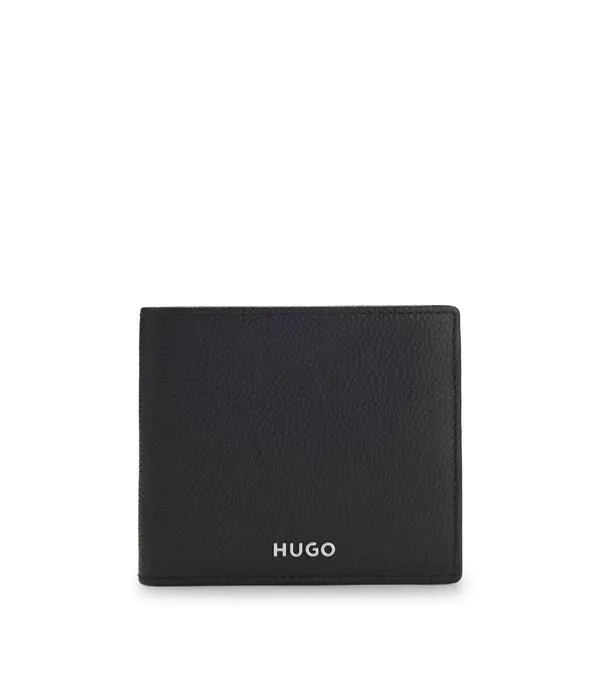 Hugo Grained-leather Wallet With Logo Trim - Black