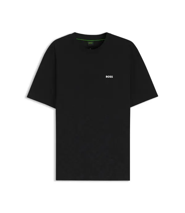 BOSS Cotton-piqué T-shirt With All-over Print - Black