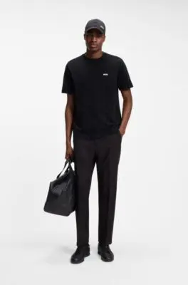 BOSS Cotton-piqué T-shirt With All-over Print - Black