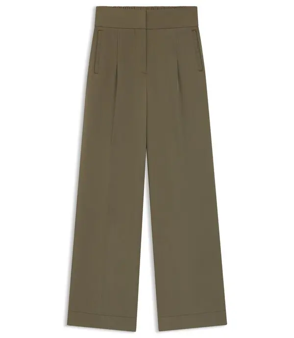 BOSS Straight-fit Pants With Pleat Front - Light Green