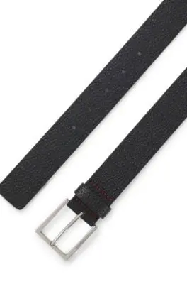 Hugo Grained Leather Belt With Antique Silver-tone Hardware