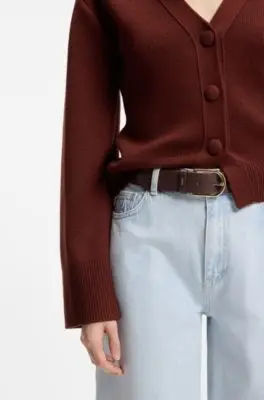 Hugo Leather Belt With Gold-tone Hardware