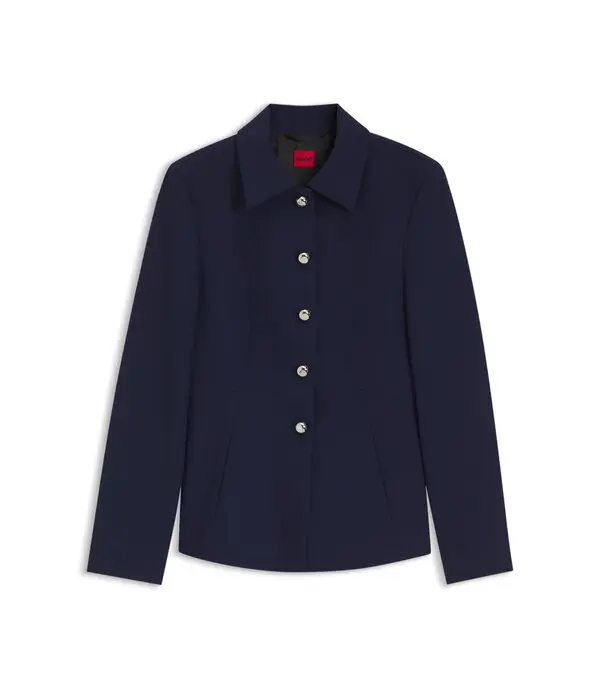 Hugo Regular-fit Blazer With Peplum Hem And Metal Trims